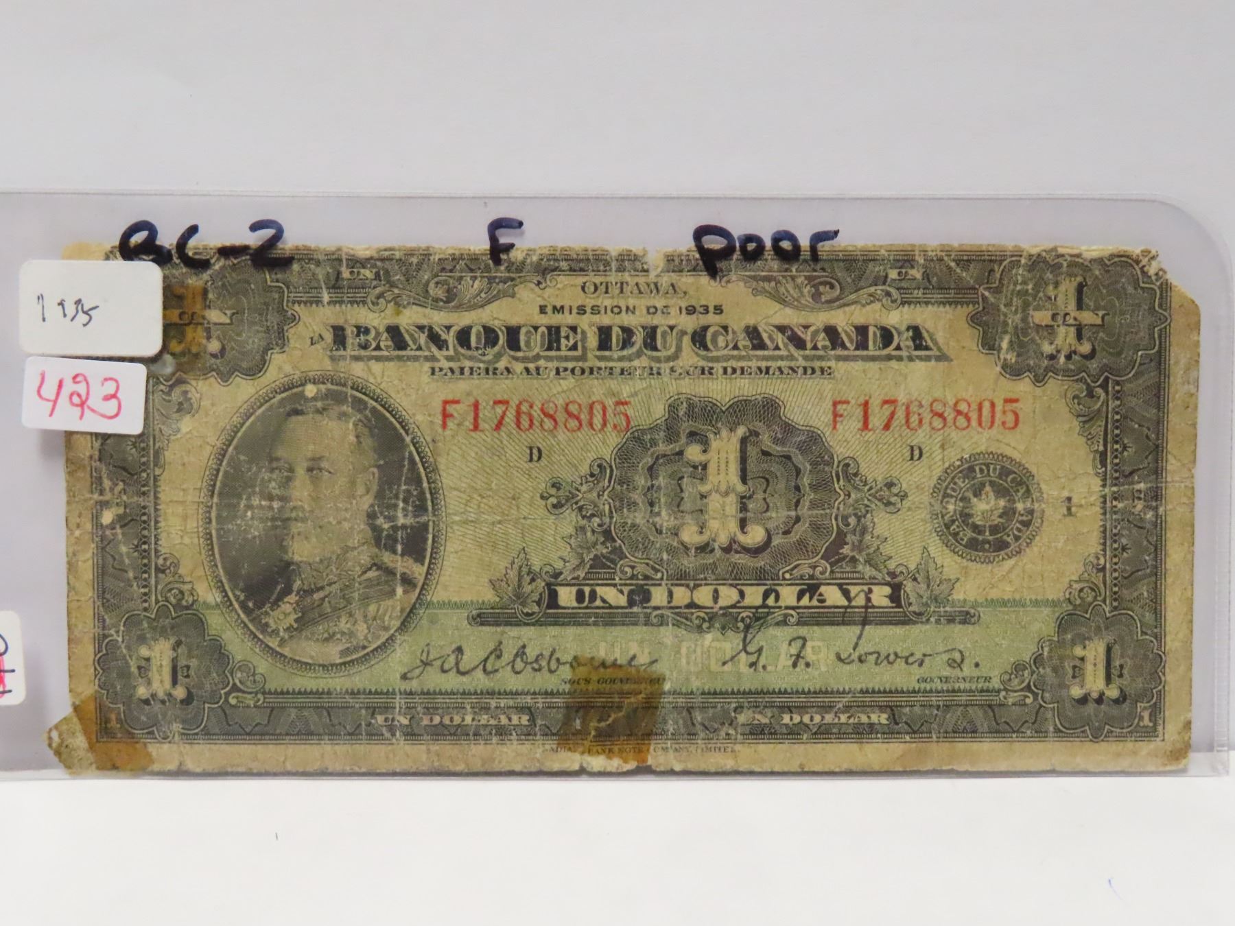 1935 banque du canada 1 dollar bill - Schmalz Auctions