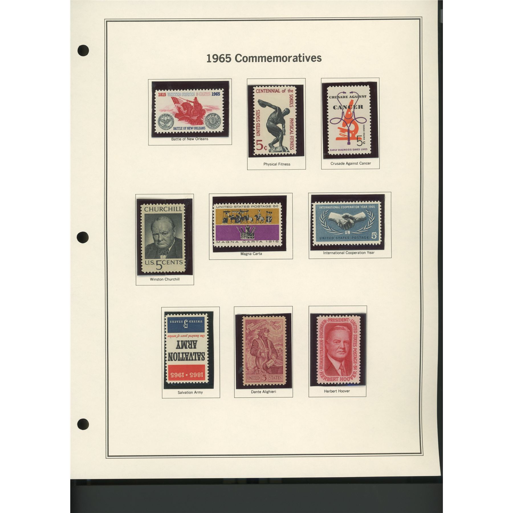 1965 United States Commemorative Stamp Set