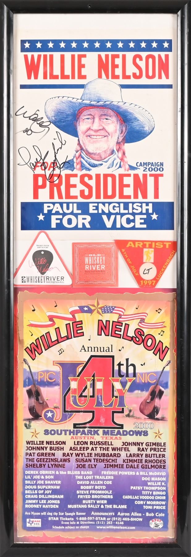 Willie Nelson, Paul English Signed Poster