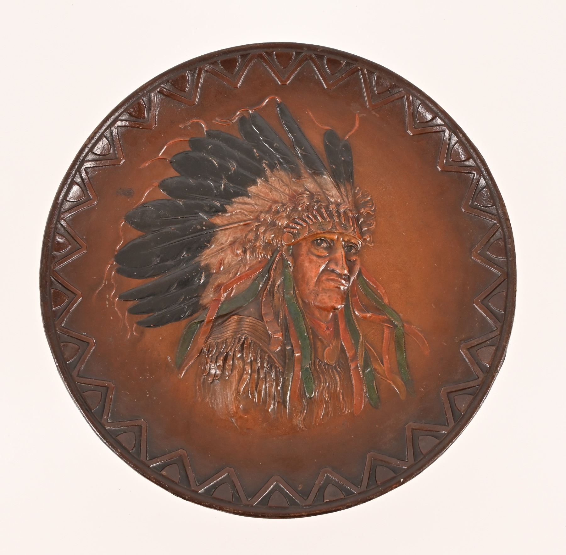 Native American Indian Chief Brass Wall Plaque