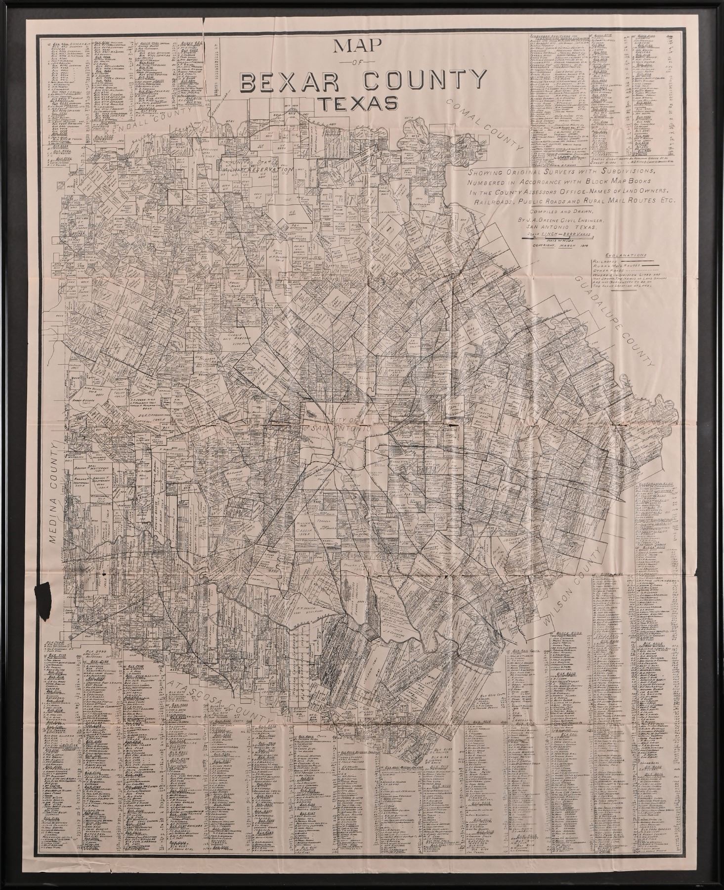 1914 Map Of Bexar County, Texas