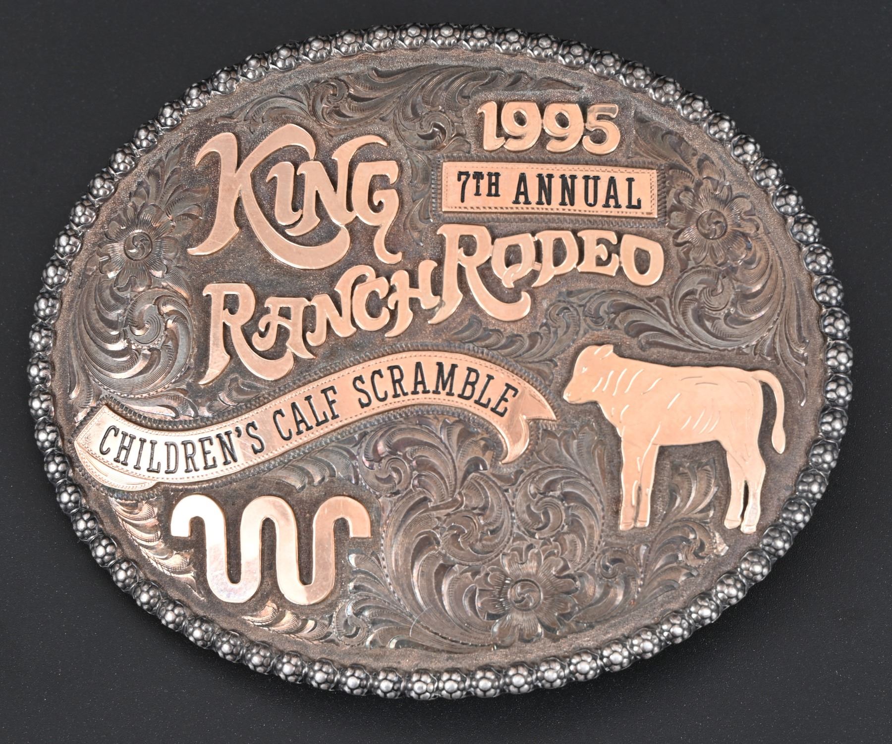 King Ranch Rodeo 1995 Calf Scramble Belt Buckle