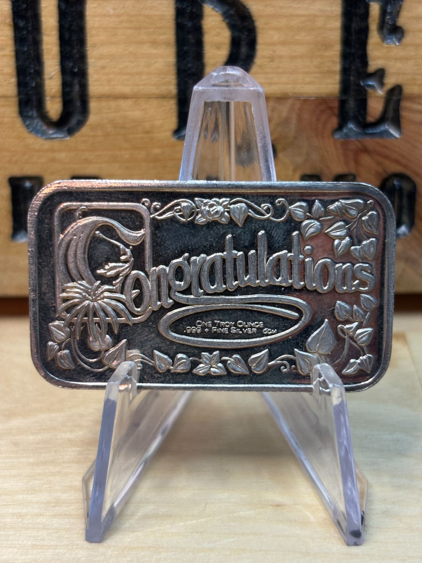 Lot 71-1) 1 oz Congratulations Maja & Hans silver bar