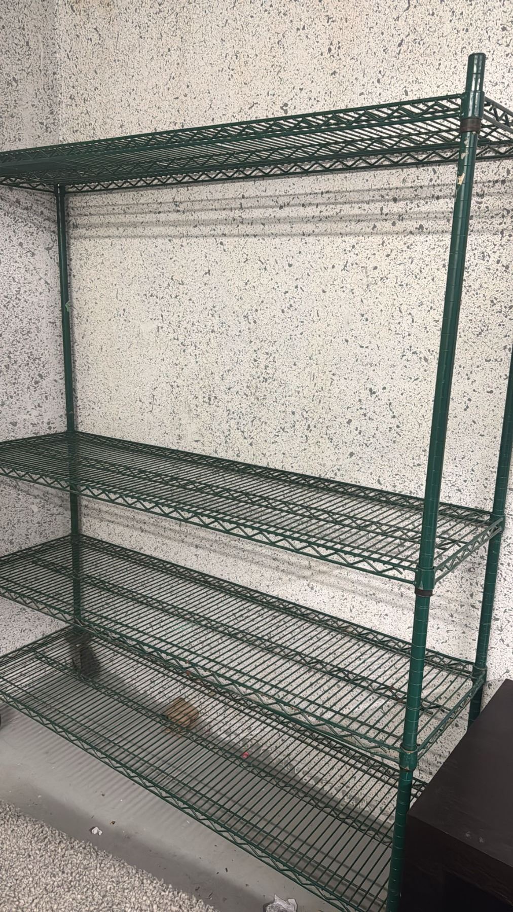 4 tier commercial green shelving rack on castors - approx. 6ft tall x ...