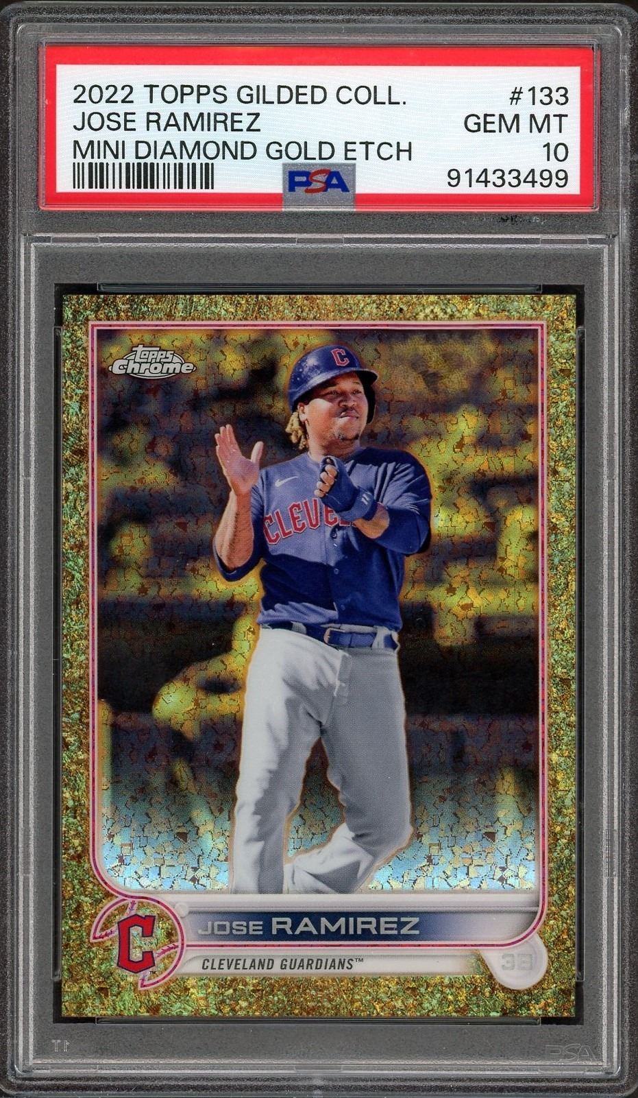 2022 Topps Gilded Collection - Jose Ramirez Mini Diamond Gold Etch /50 - PSA 10