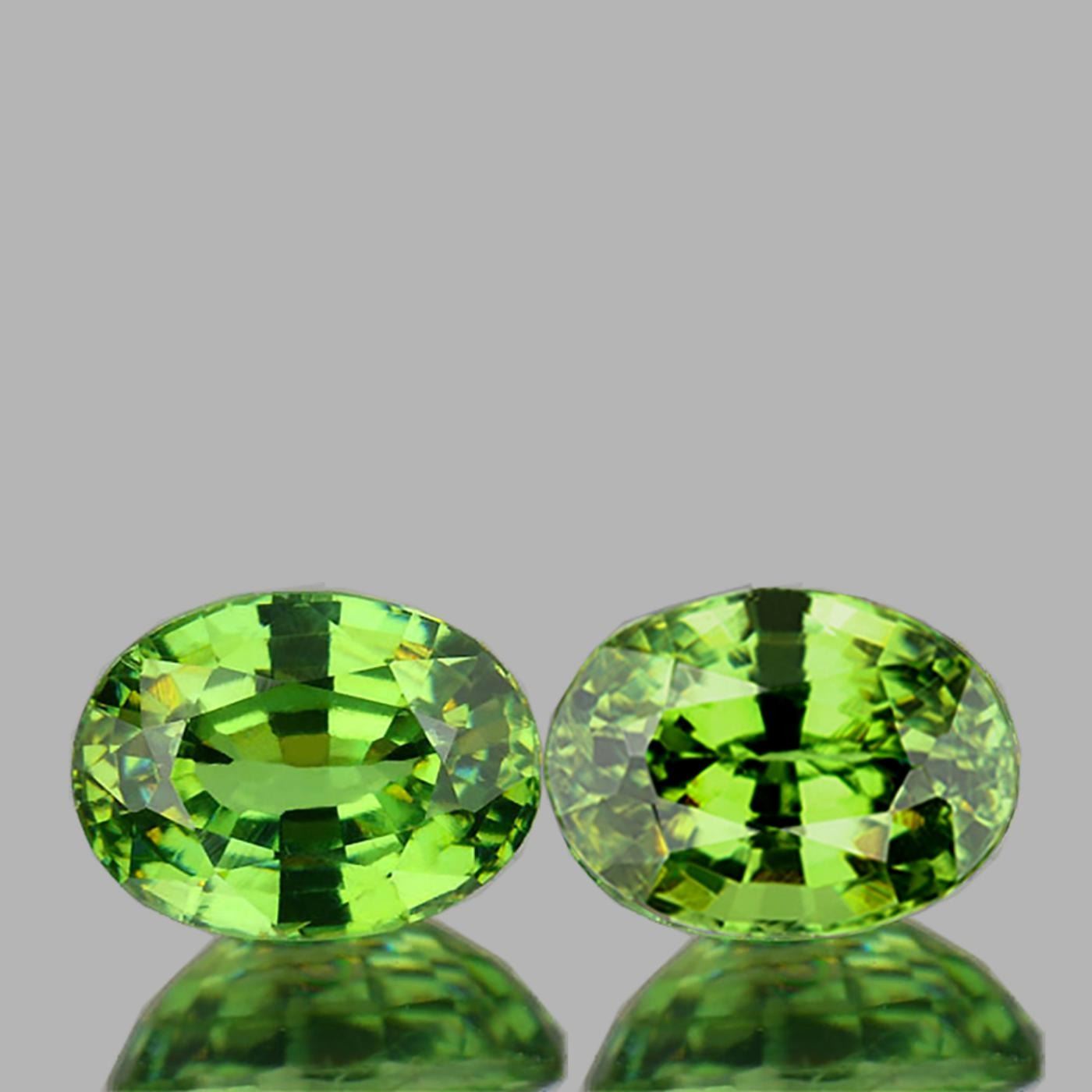 Natural Oval Rare Green Demantoid Pair{Flawless-VVS}