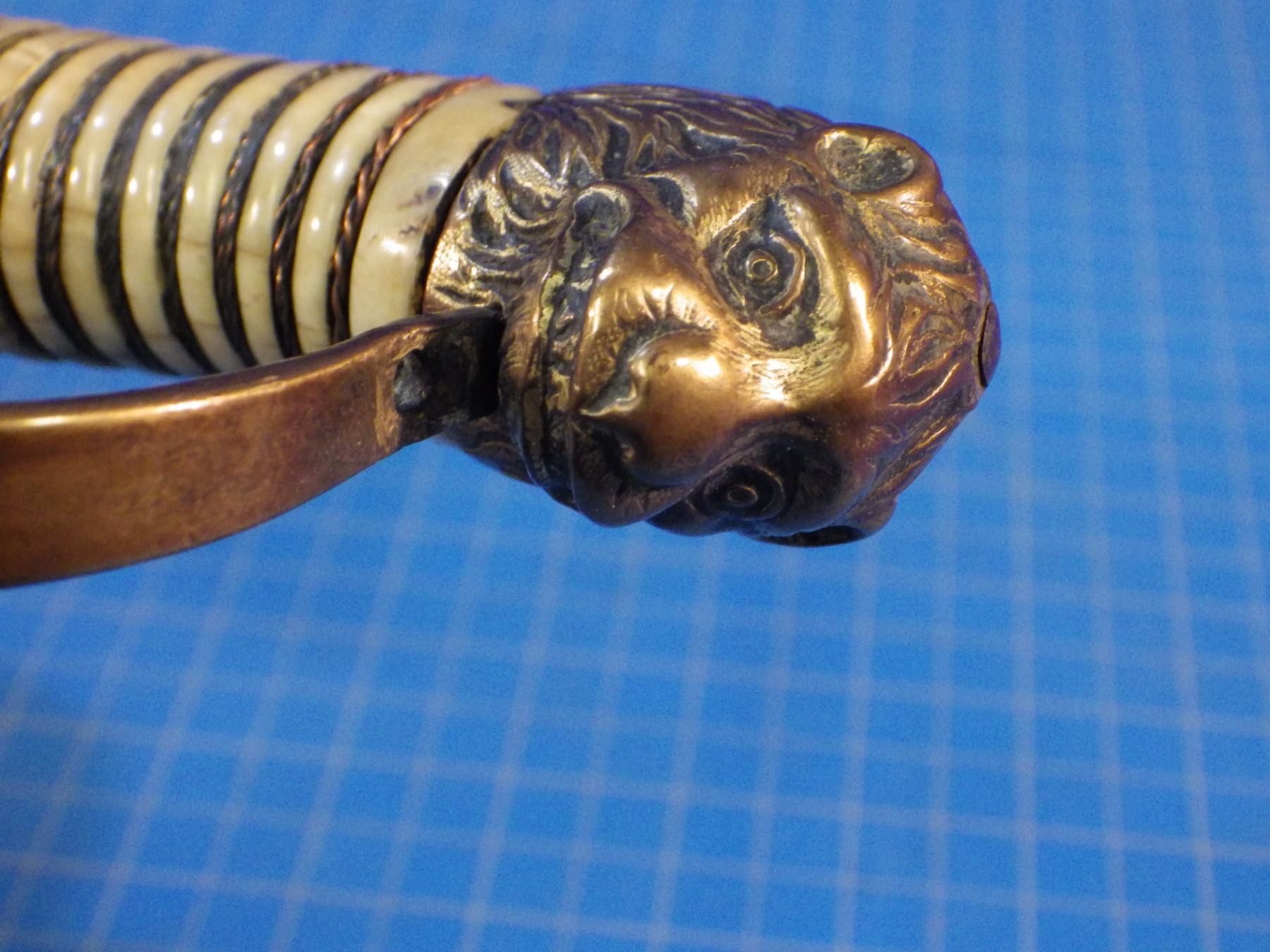 Brit. Navel officers sword, Lions head, Brass Hilt, Marked " Runkel ...