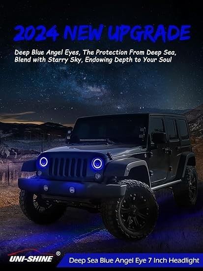 Uni-Shine 7 Inch Led Headlight Round H6024 Led Headlight Blue Halo ...