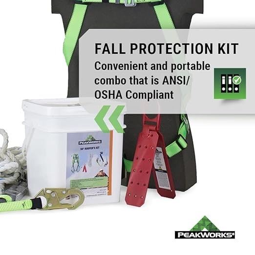 Peakworks Fall Protection Roofers Kit Complete Safety Gear For Roofing ...