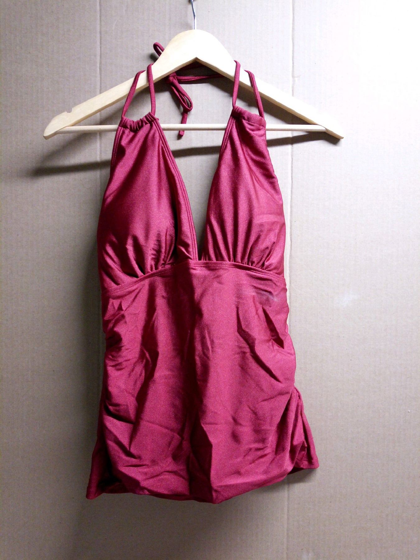 3 Piece Swim Wear With Bikini Bottom And Skirt Ruby Red Size L