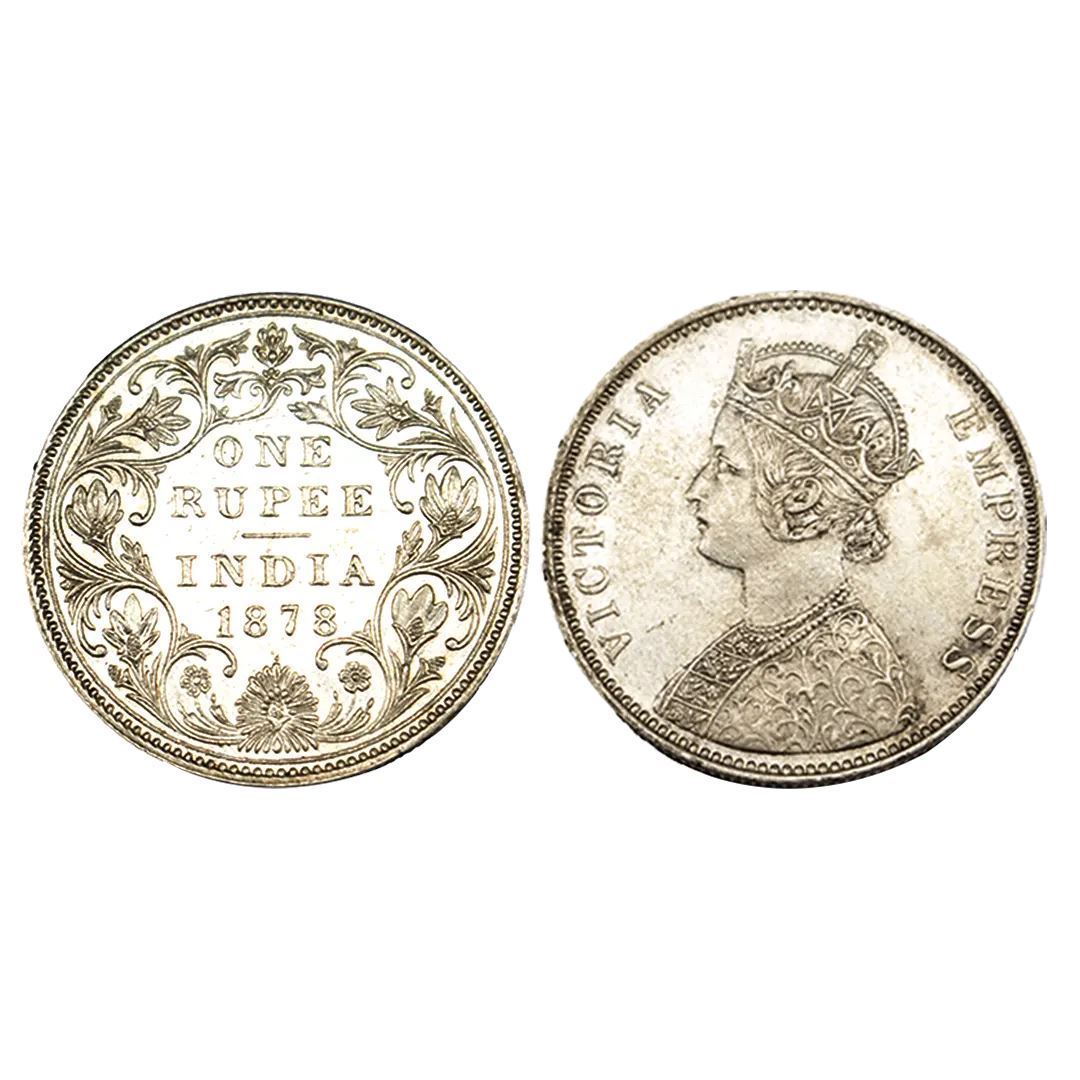 Victoria Empress, Silver Rupee, 1878, Bombay Mint.