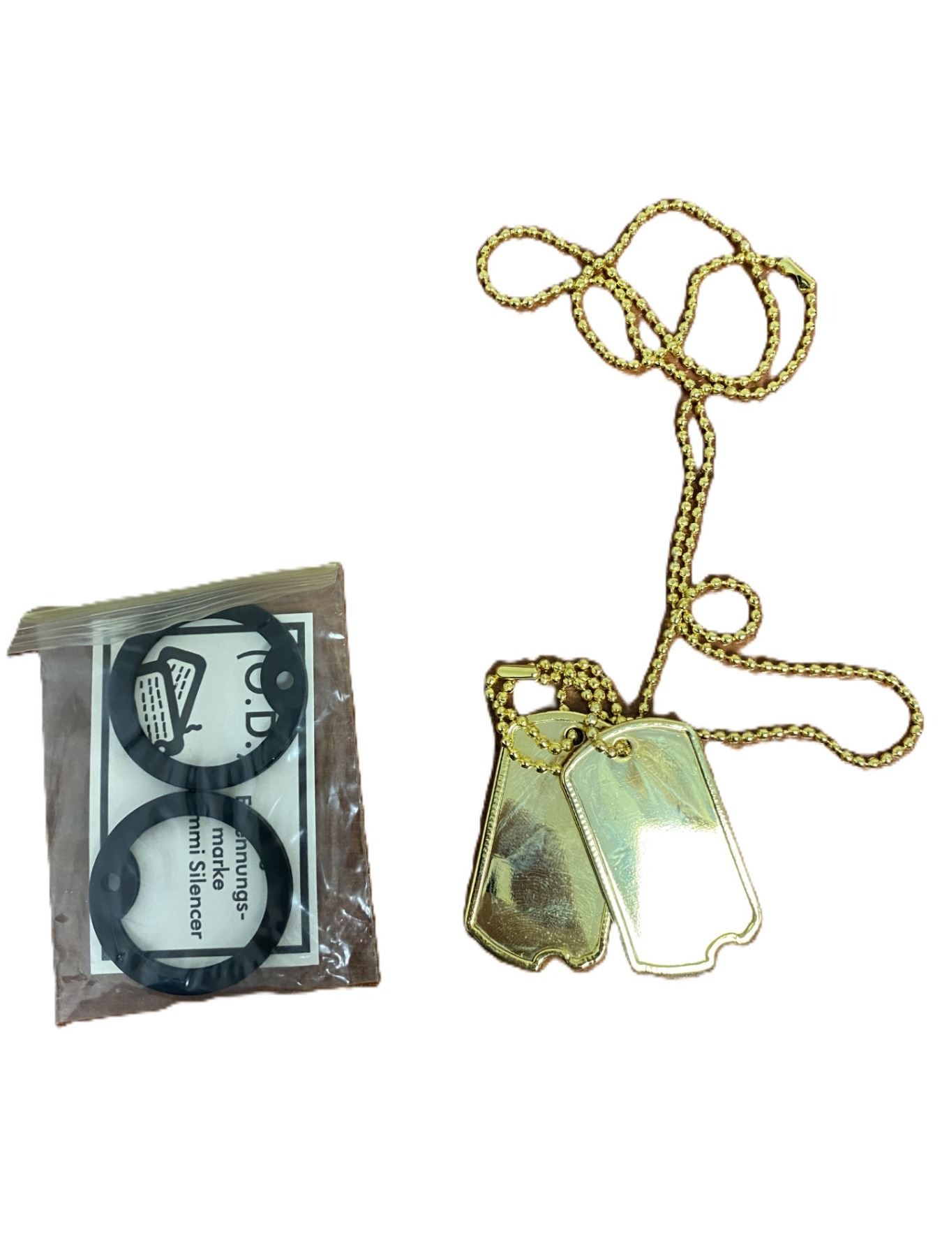 20X Dog tags with Silencer Gold Color