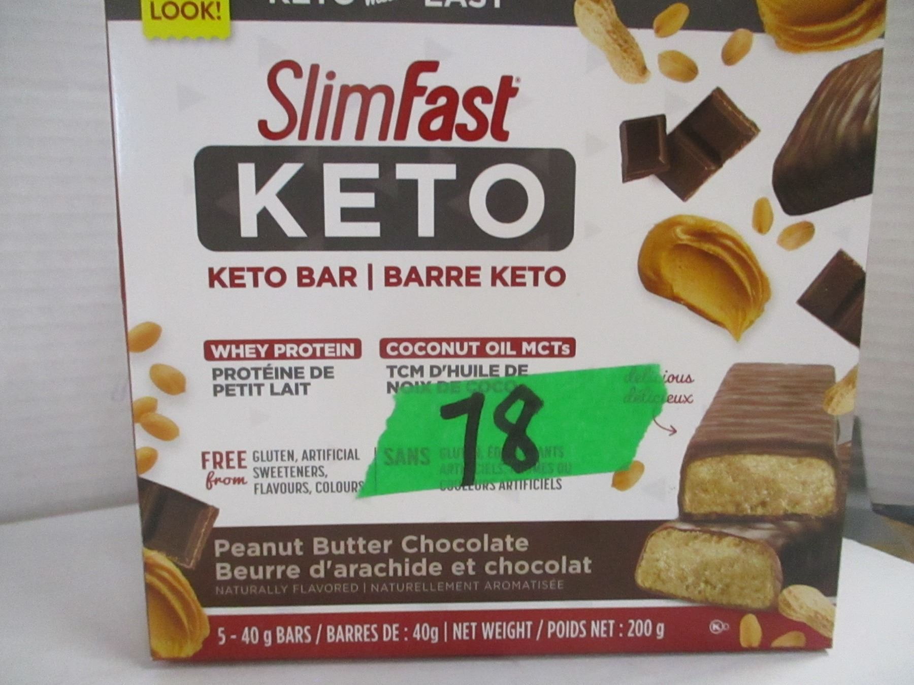 FREIGHT DAMAGE (AS IS): KETO SLIMFAST BARS (5 - 40G) - BOX