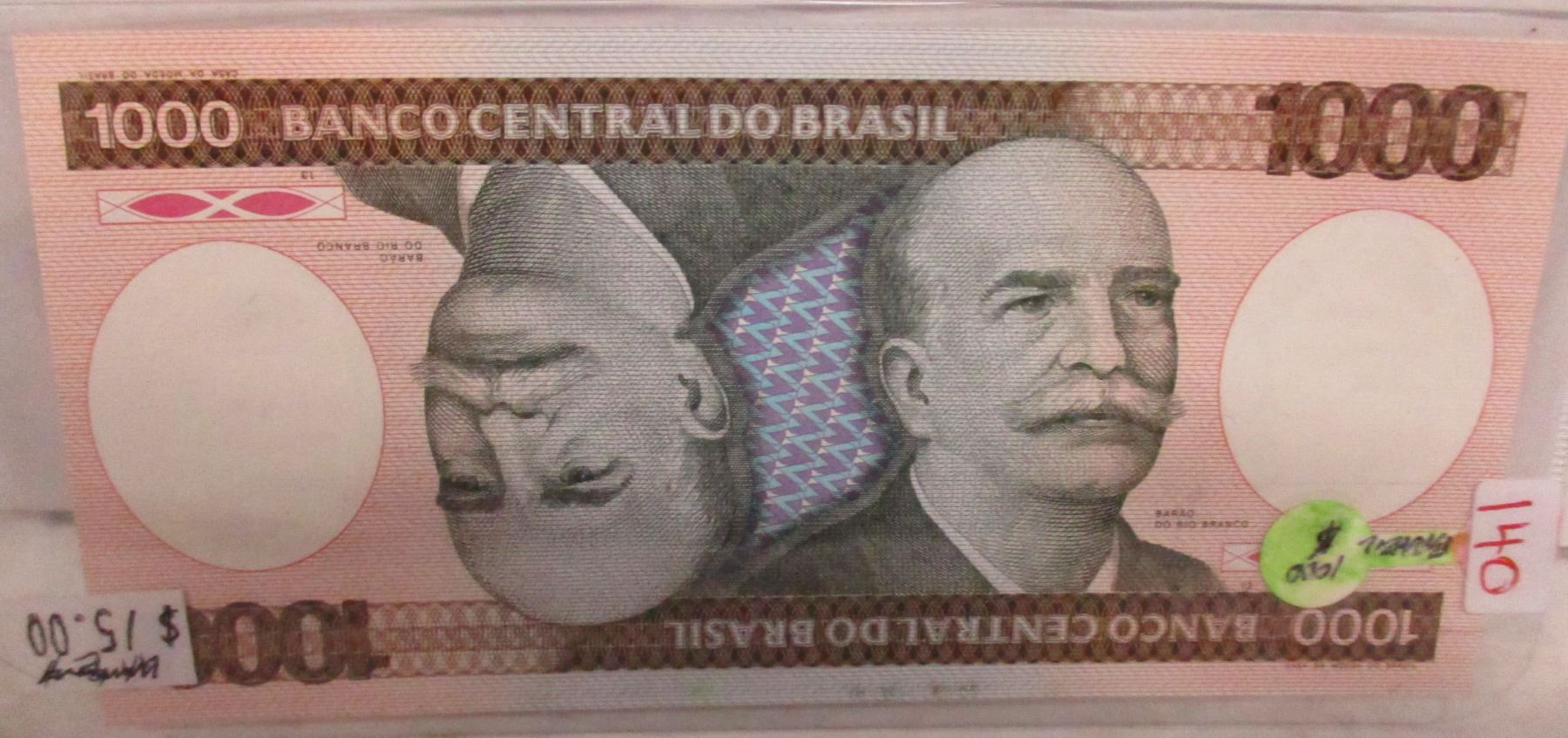 BANQUE OF BRAZIL 1000 CENTRAL DOLLAR BANK NOTE