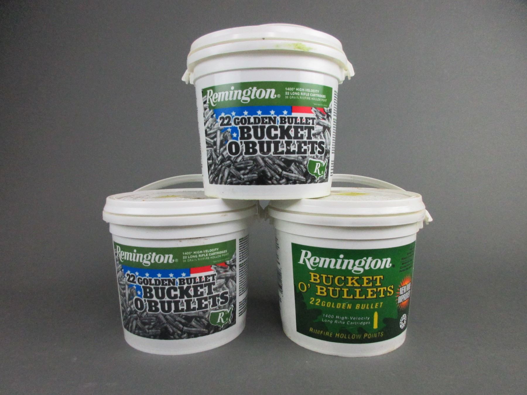 3 Buckets Of 1400 Remington .22 LR Shells- 4200 Count