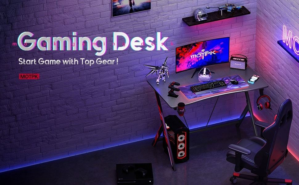 Motpk 31 Inch Wide Space Saving Carbon Fiber Computer Pc Gaming Desk ...