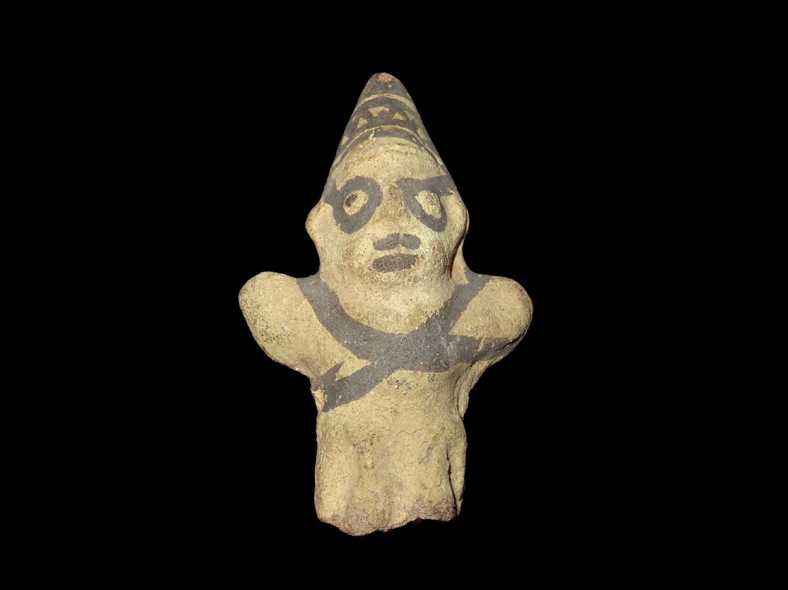 3 3/4" Tall Pottery Human Effigy Statue, South American Pre Columbian