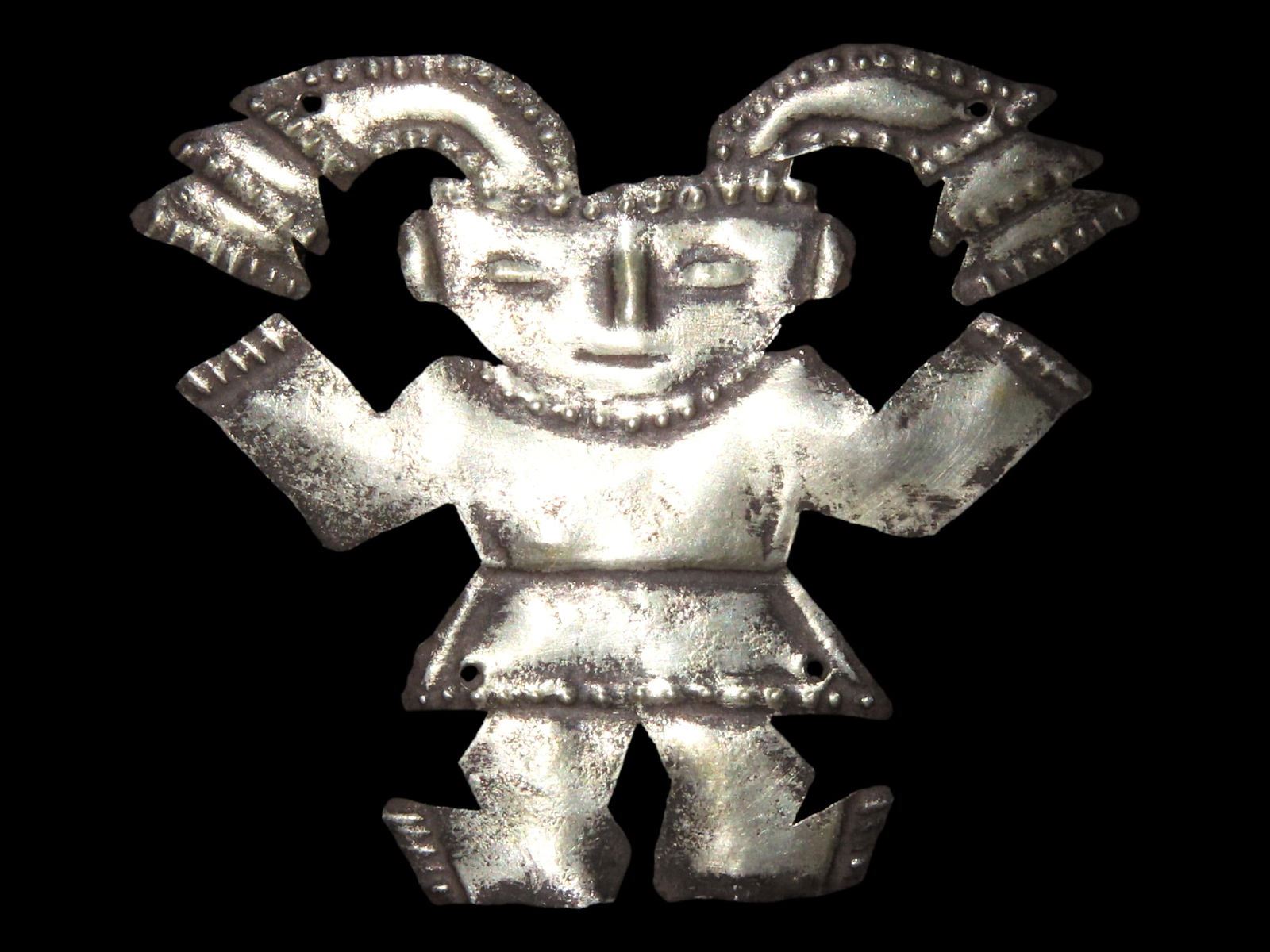 2" Silver Human Effigy Pin, Pre Columbian