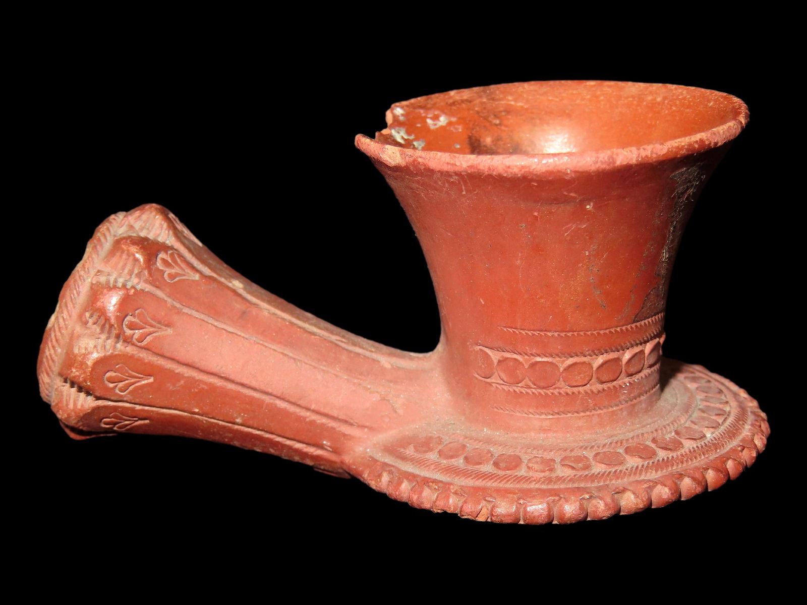 3" Red Clay Chibouque Pipe, Flared Bowl with Large Circular Base from ...