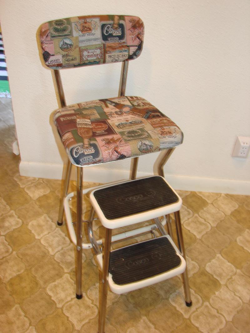 Padded Kitchen Step Stool w/Pull Out Steps