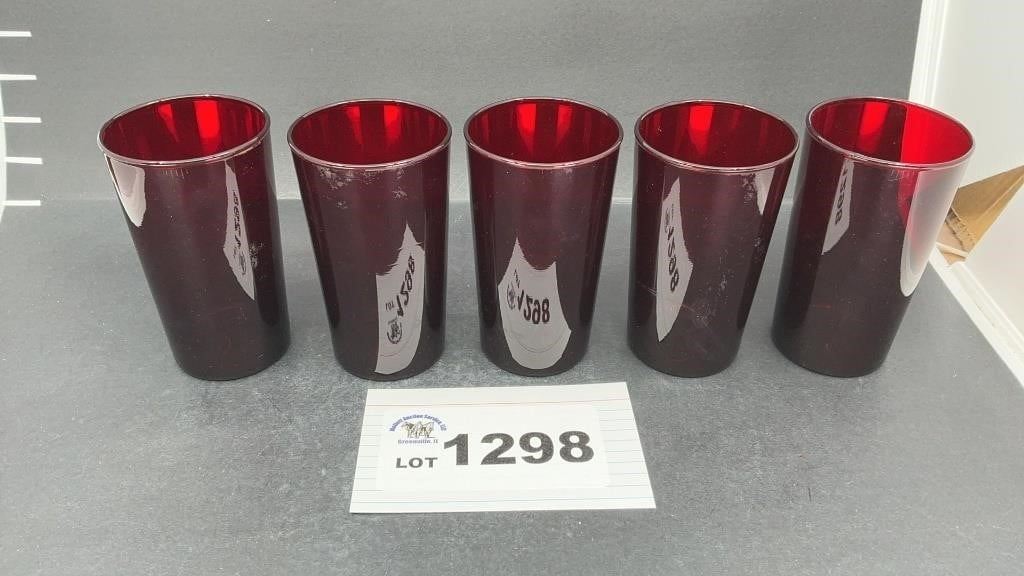 5 RUBY RED GLASSES