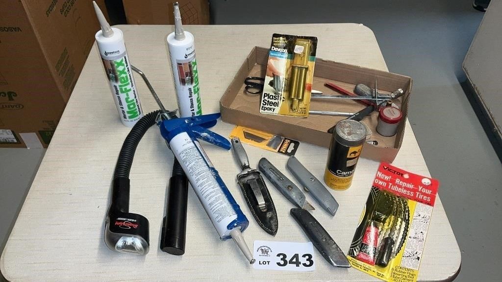SNAKE LIGHT, CAULK GUNS, SCISSORS, KNIVES