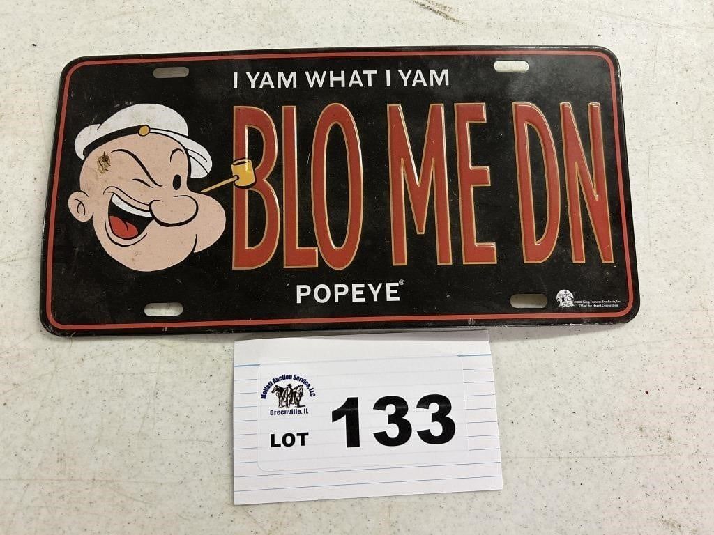 POPEYE LICENSE PLATE