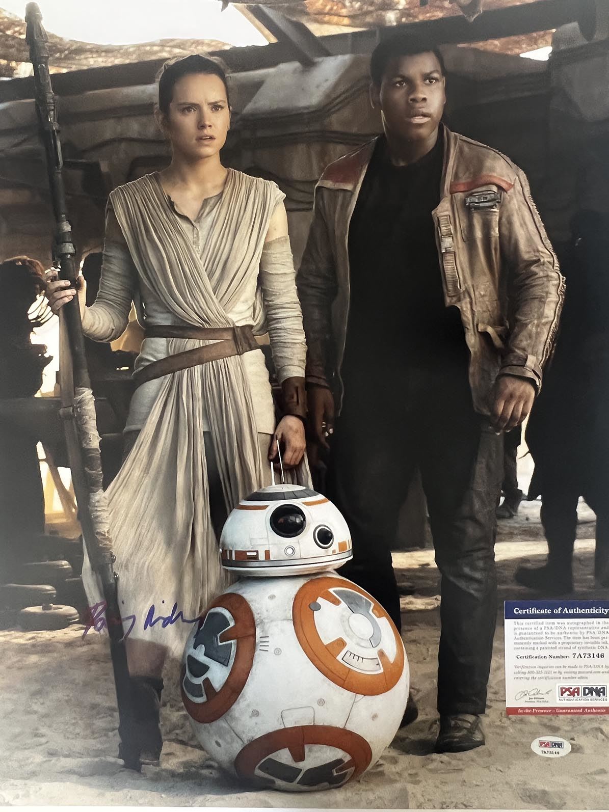 Star Wars Daisy Ridley signed photo. PSA authenticated