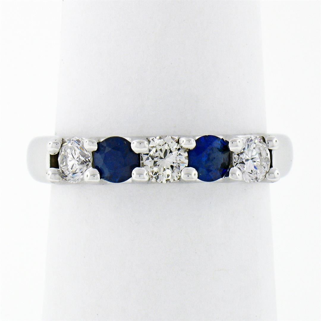 New 14K Gold .89 ctw Round Brilliant Diamond Sapphire U Setting Wedding ...