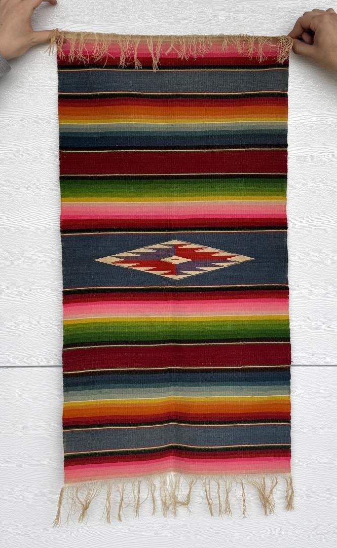 Antique Mexican Wool Serape Saltillo Blanket