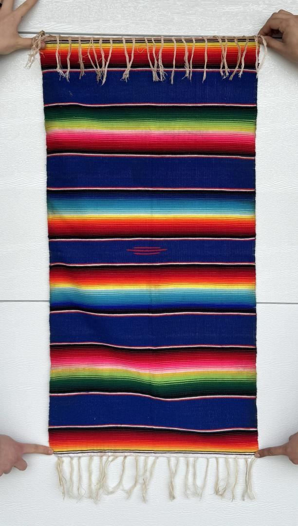 Antique Mexican Wool Serape Saltillo Blanket