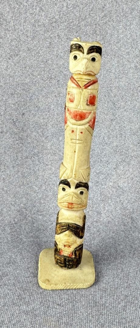 1950s Northwest Coast Carved Bone Totem Pole