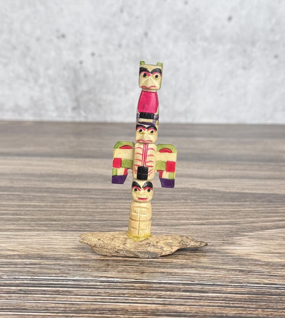 1950s Northwest Coast Carved Bone Totem Pole