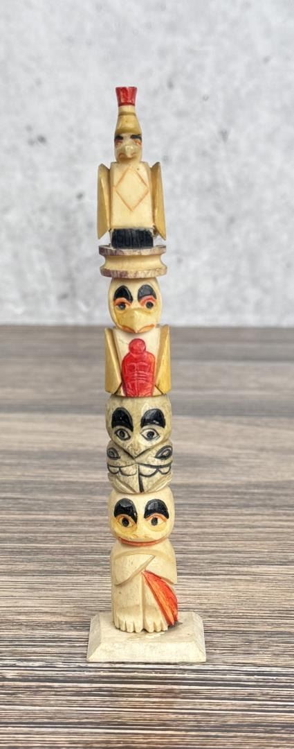 1950s Northwest Coast Carved Bone Totem Pole