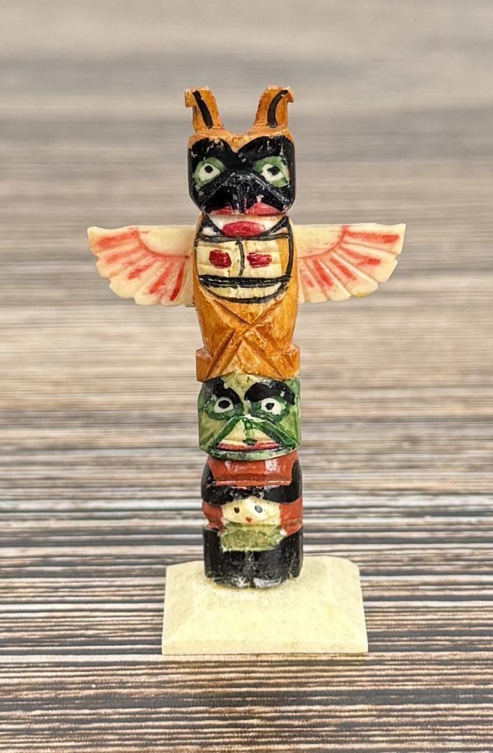 1950s Northwest Coast Carved Bone Totem Pole
