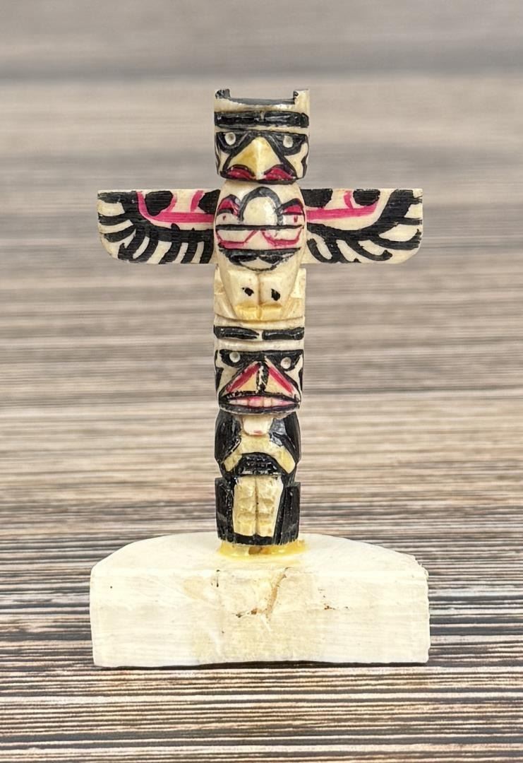 1950s Northwest Coast Carved Bone Totem Pole