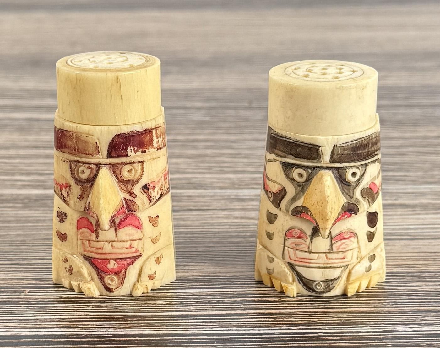 Carved Totem Pole Salt & Pepper Shakers