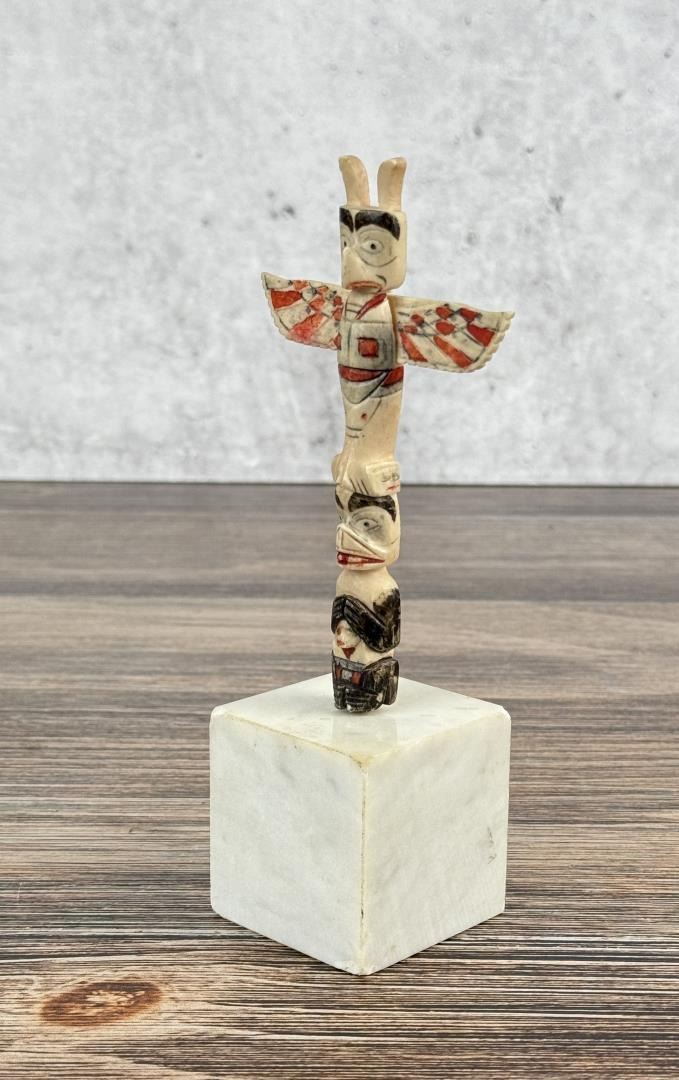 1950s Northwest Coast Carved Bone Totem Pole