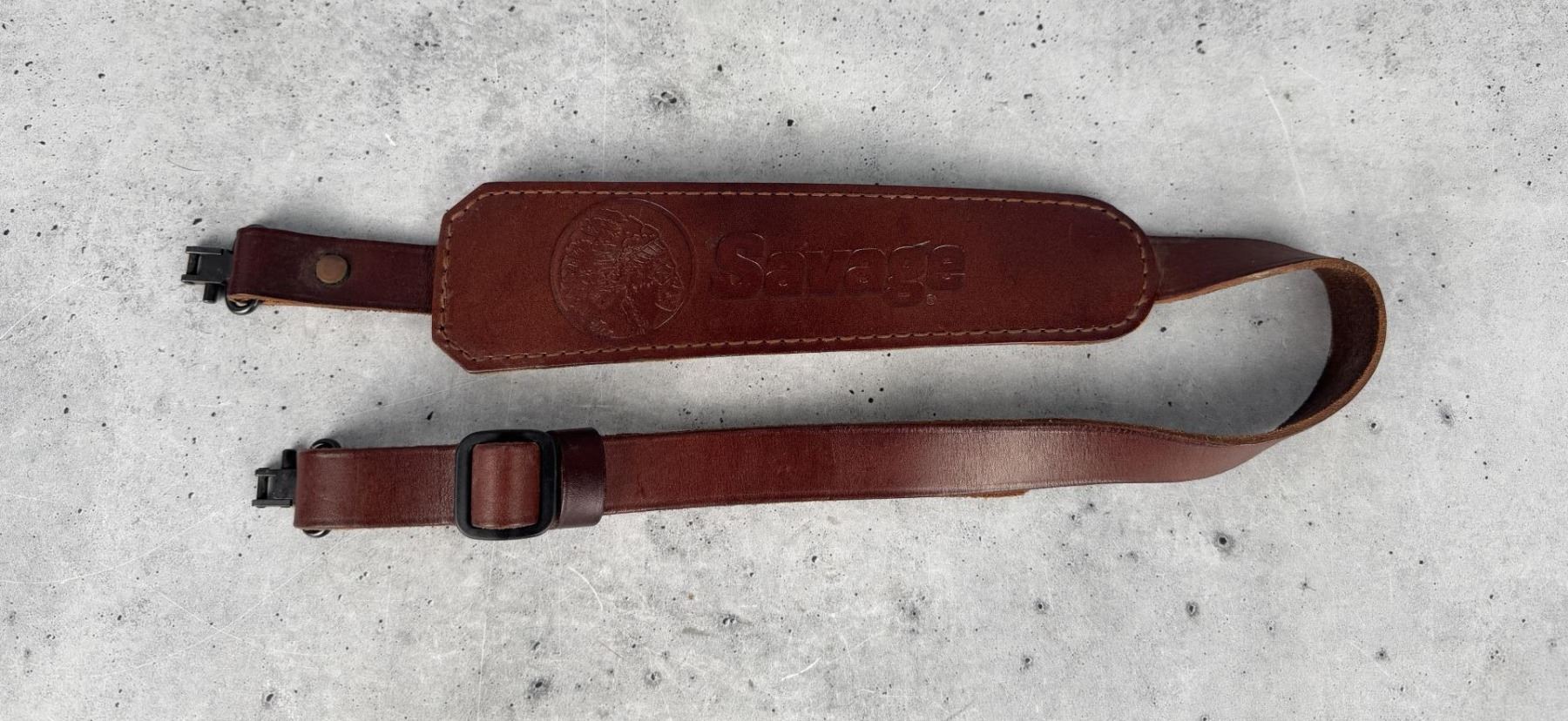 Savage Indian Logo Padded Leather Rifle Sling