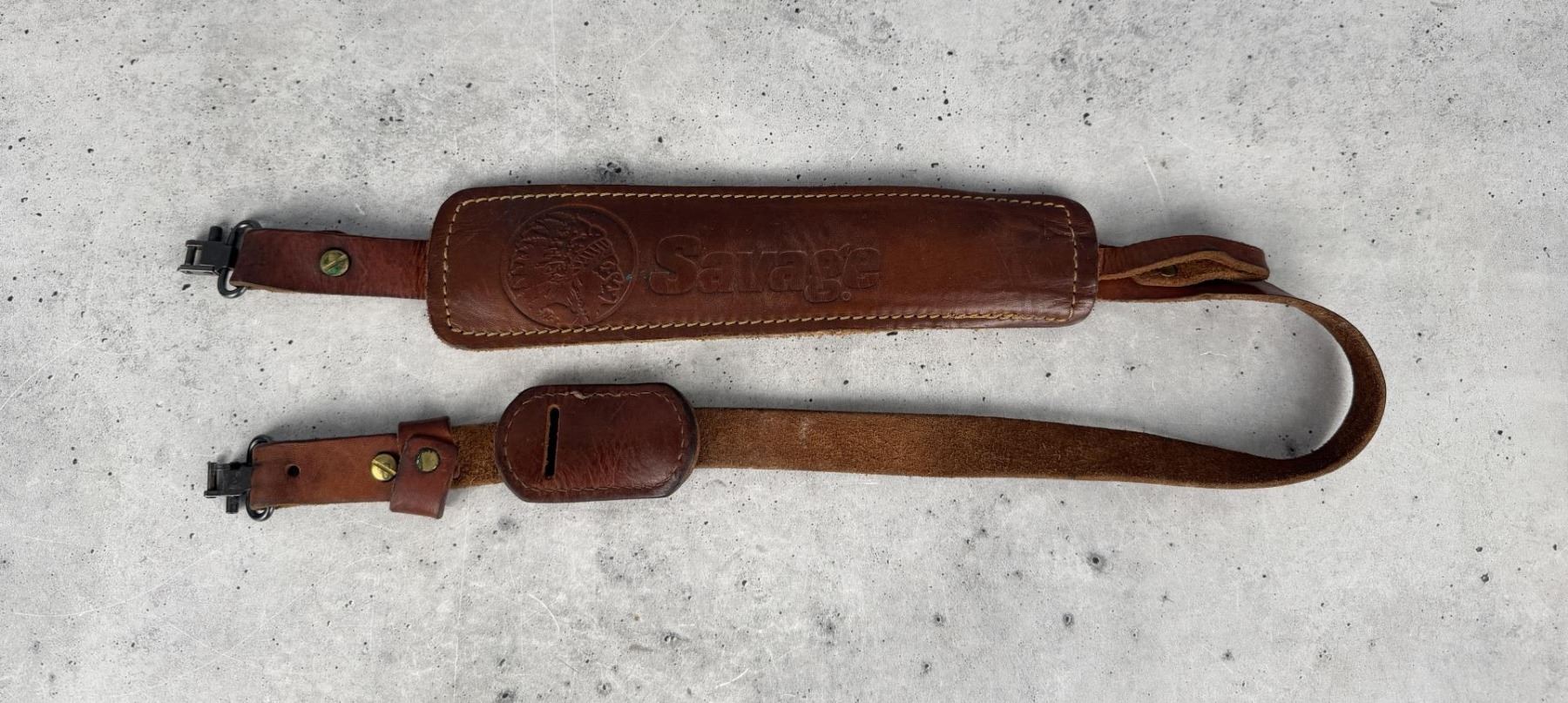 Savage Indian Logo Padded Leather Rifle Sling