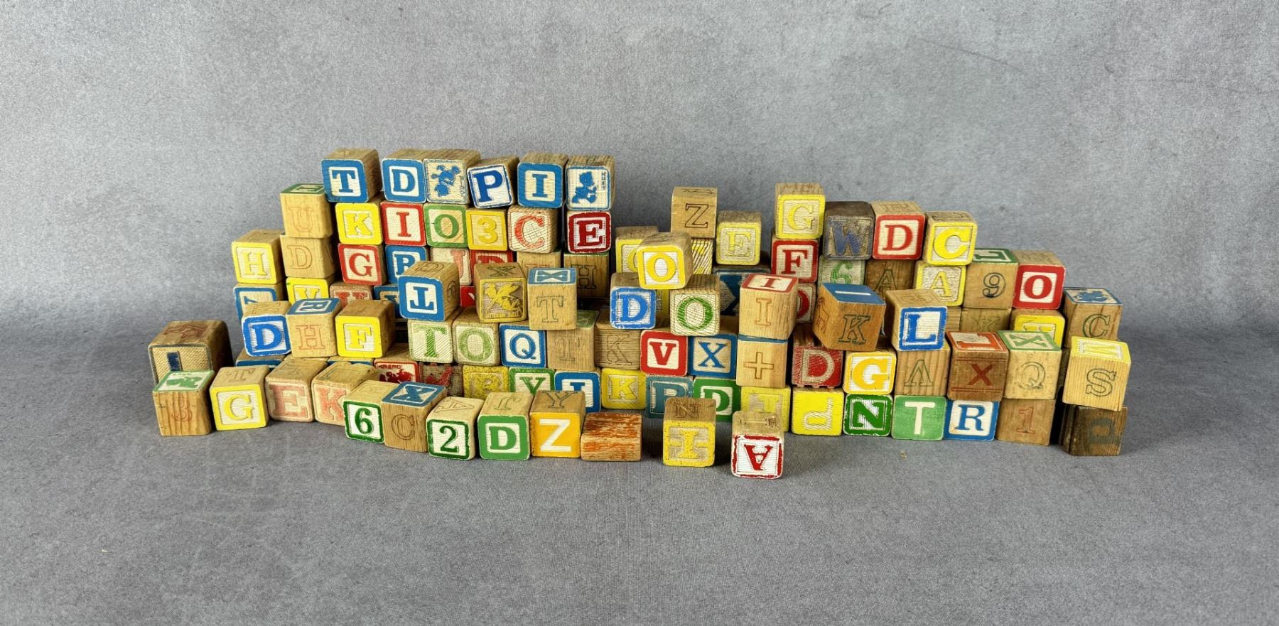 Antique Wood Toy Letter Blocks