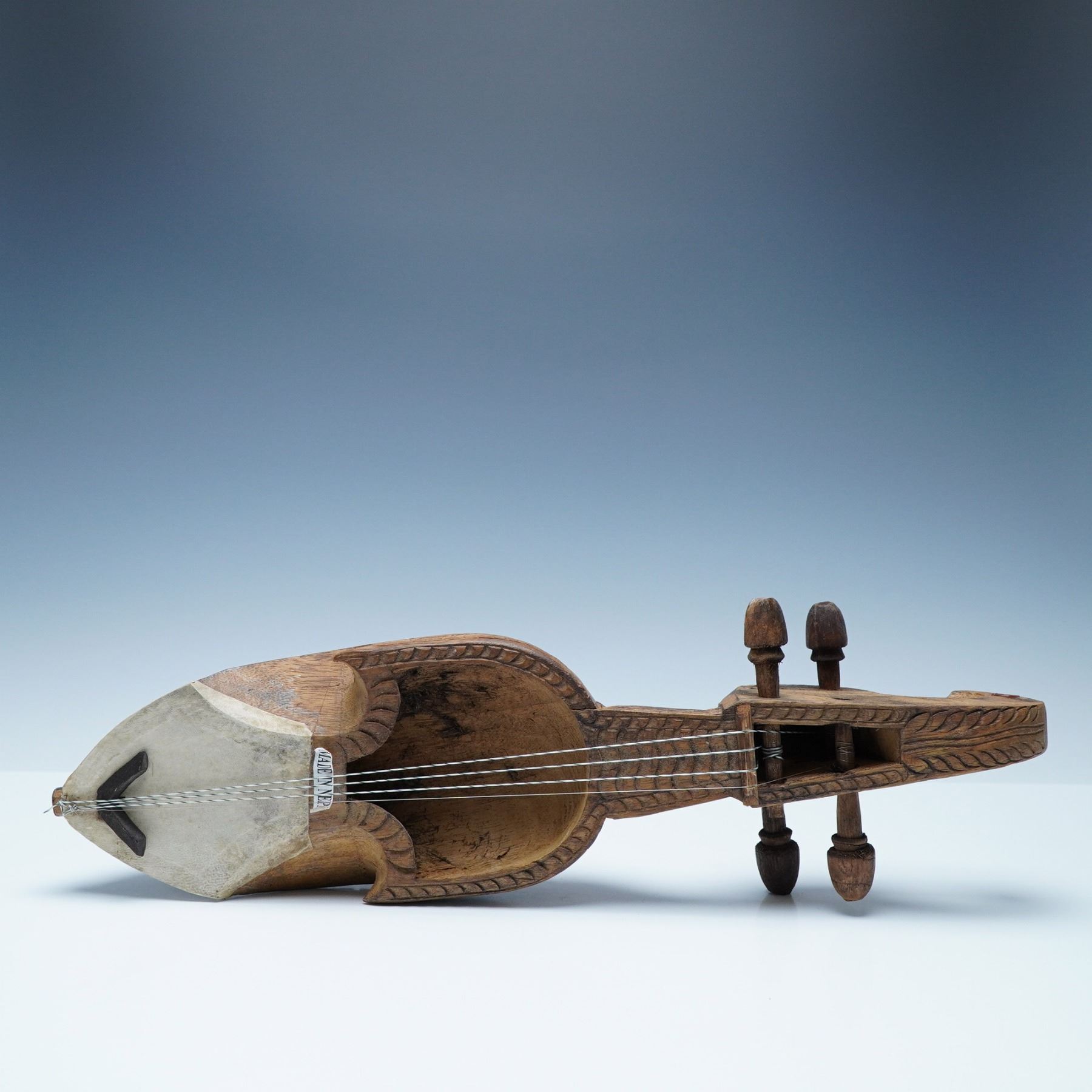 Nepal Hand-Carved Wooden Sarangi String Instrument