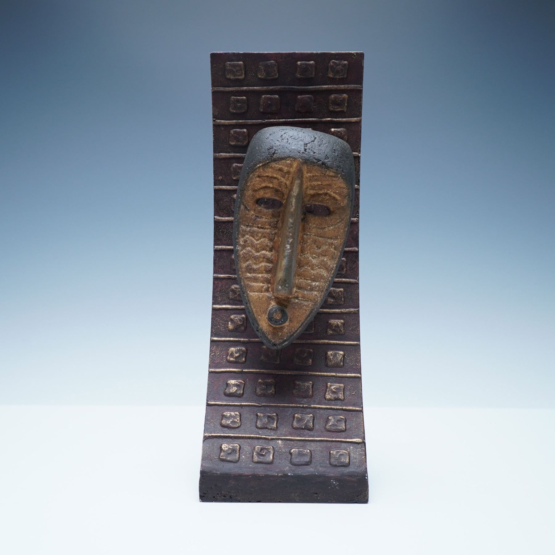 Handcrafted Lava Stone Mask Sculpture