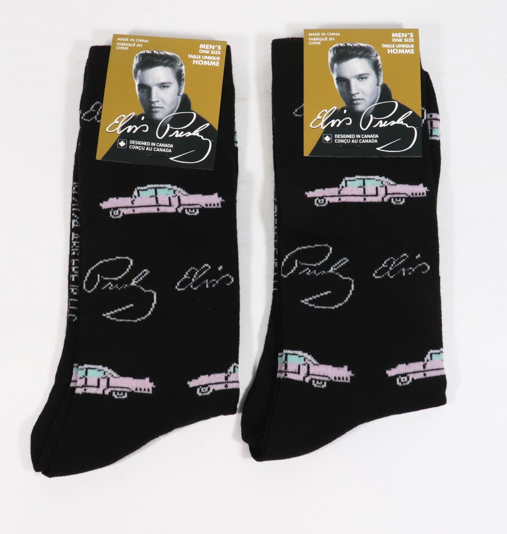 TWO NEW PAIRS OF ELVIS PRESLEY MENS SOCKS