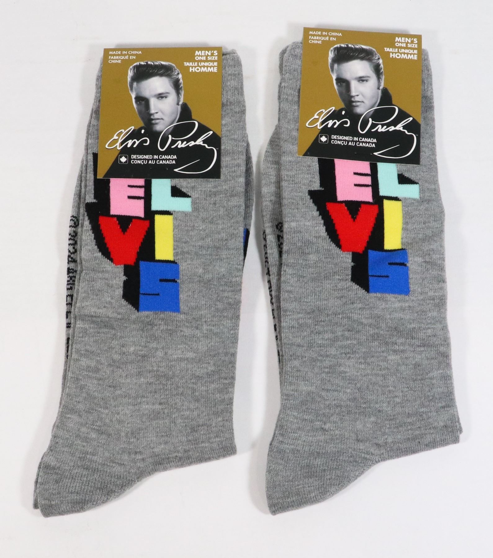 TWO NEW PAIRS OF ELVIS PRESLEY MENS SOCKS