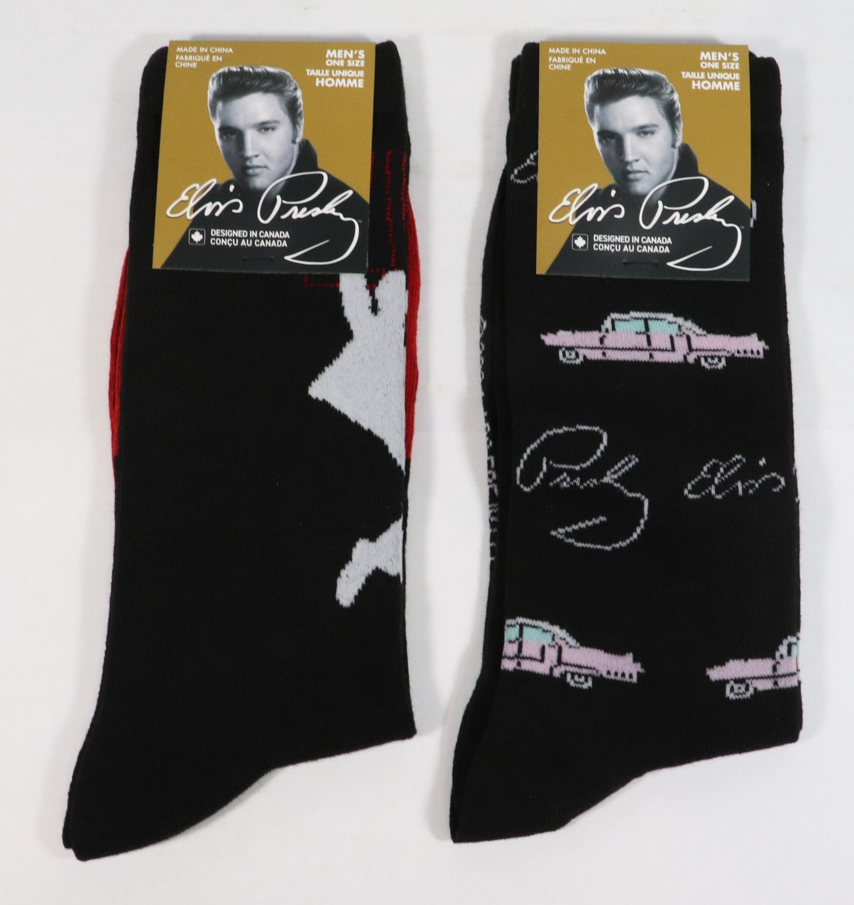 TWO NEW PAIRS OF ELVIS PRESLEY MENS SOCKS