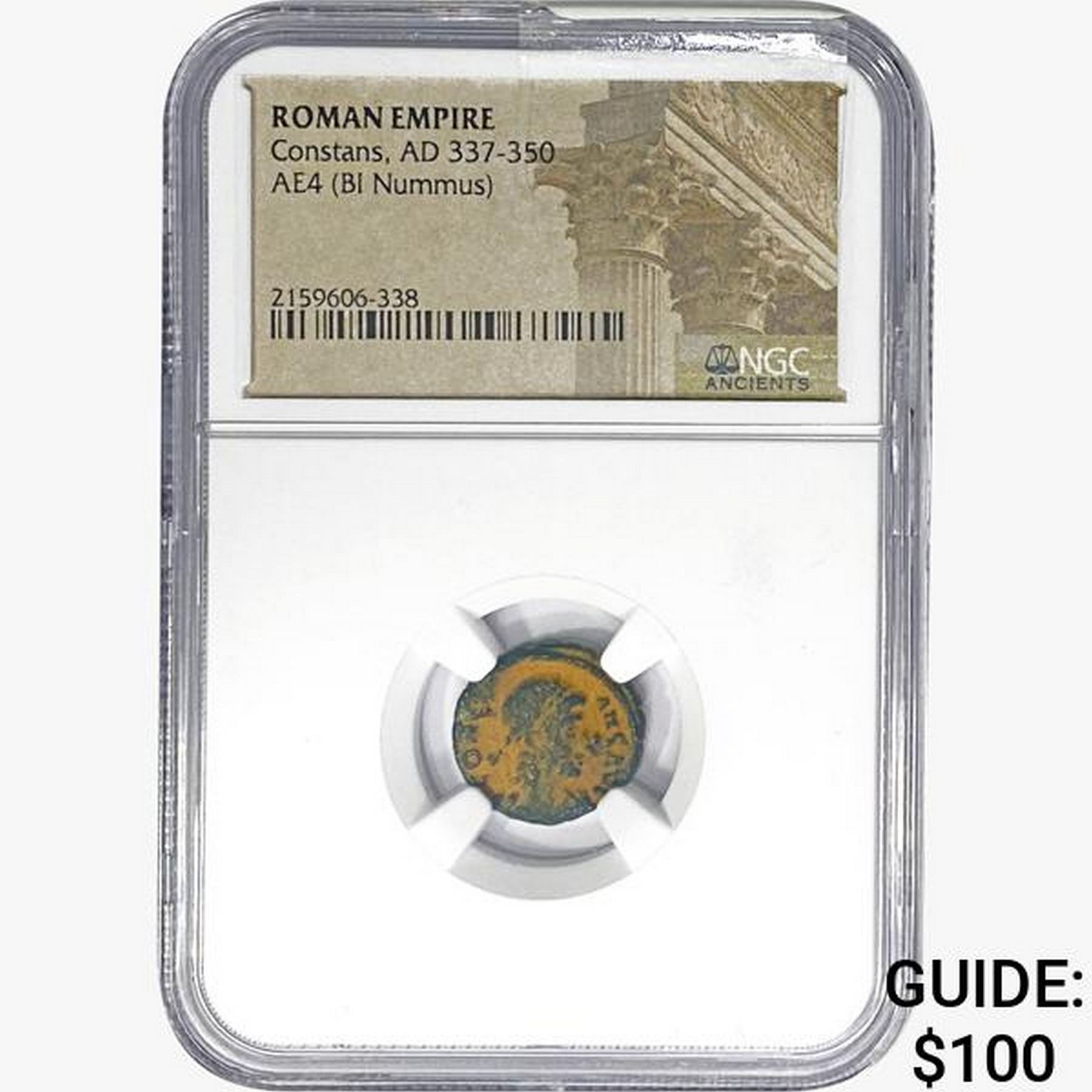 Roman Constans, AD 337-350 AE4 BI Nummus NGC