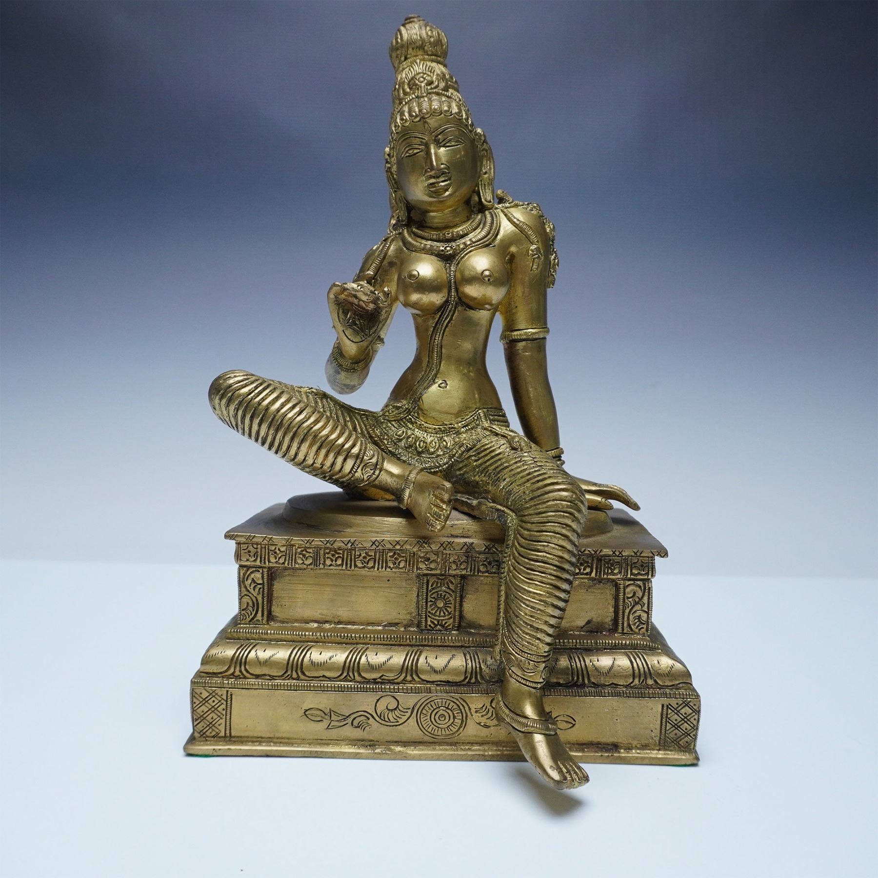 Gilt Bronze Parvati Shakti Statue on Ornate Base