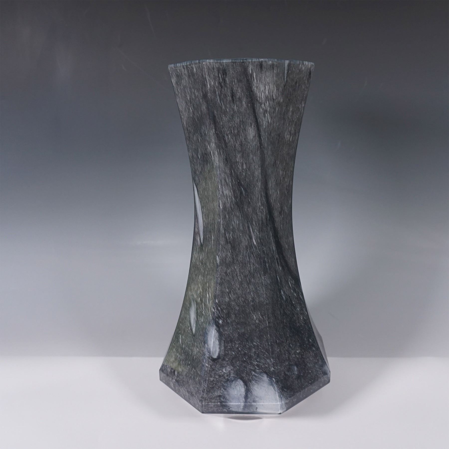 Arte Murano Octagonal Gray Glass Vase