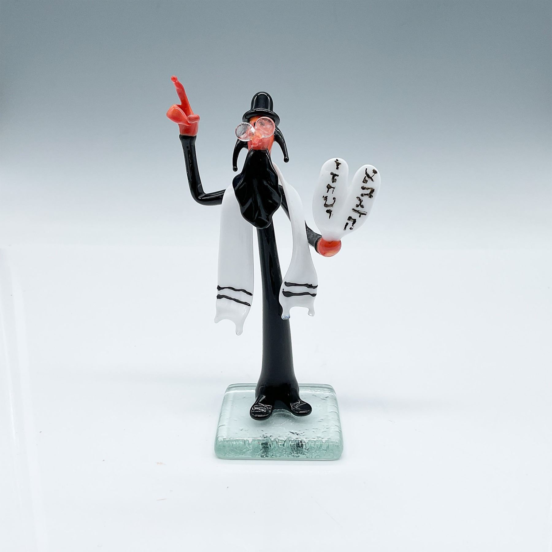 Moretti Raffael Art Glass Judaica Rabbi Figurine, Torah